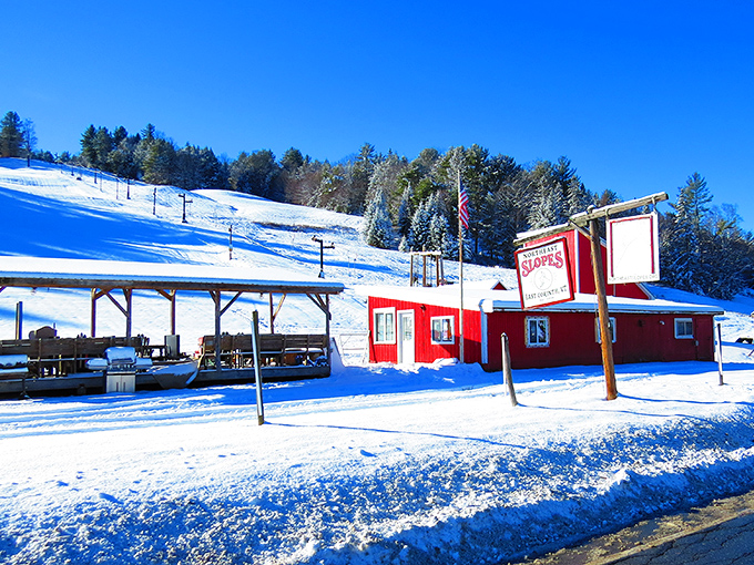 Northeast Slopes transforms into a winter wonderland, where the simple red lodge promises hot chocolate and rosy cheeks after exhilarating runs.