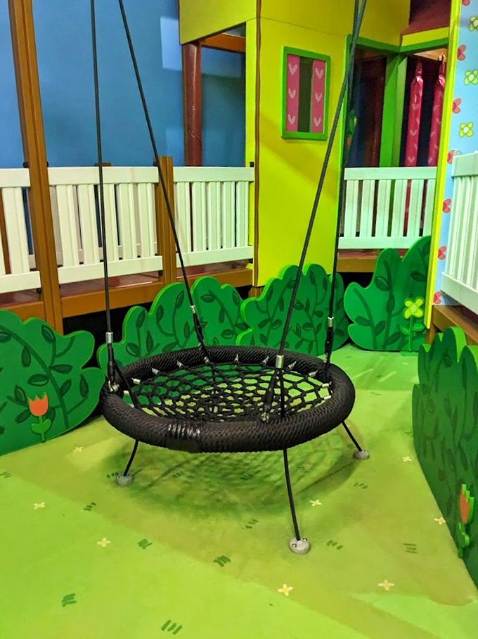 This suspended sanctuary offers the perfect perch for little ones to sway gently while plotting their next playground conquest.