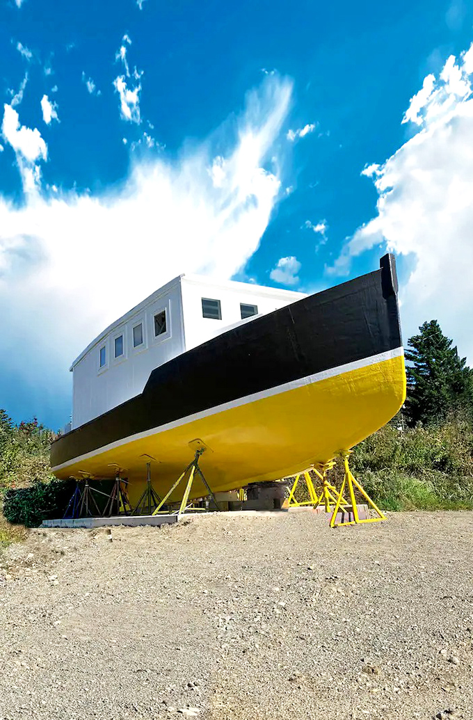 Nautical nostalgia meets modern comfort in this boat that traded waves for permanent views and seasickness for serenity.