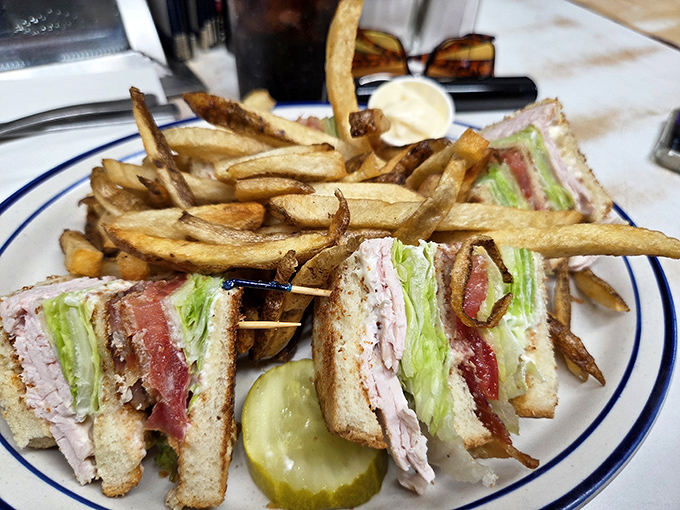 The club sandwich &ndash; stacked high with fresh ingredients and served with hand-cut fries &ndash; represents diner lunch perfection on a plate.