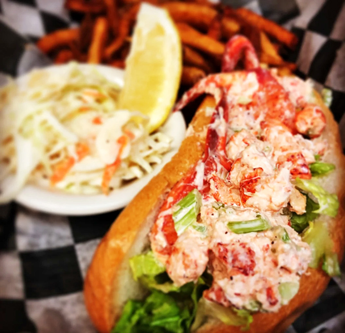 Generous chunks of sweet lobster meat in a toasted bun bring coastal Maine vibes to inland Vermont.