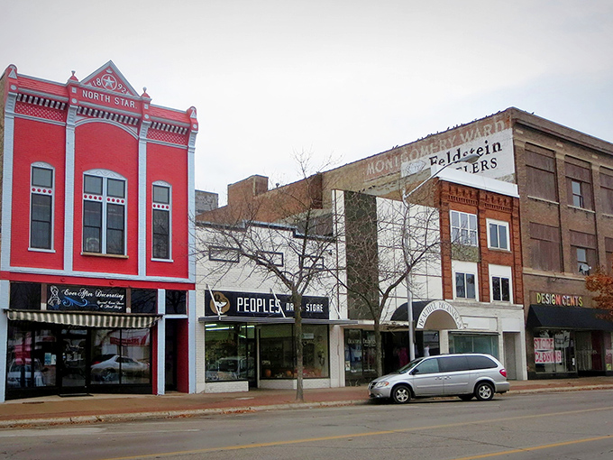 Historic storefronts along Escanaba's main drag showcase the architectural character that gives this Upper Peninsula gem its distinctive personality.