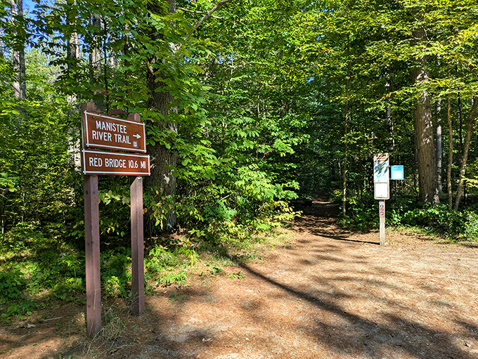 The trailhead sign: where great adventures begin and cell phone signals start to wave goodbye.