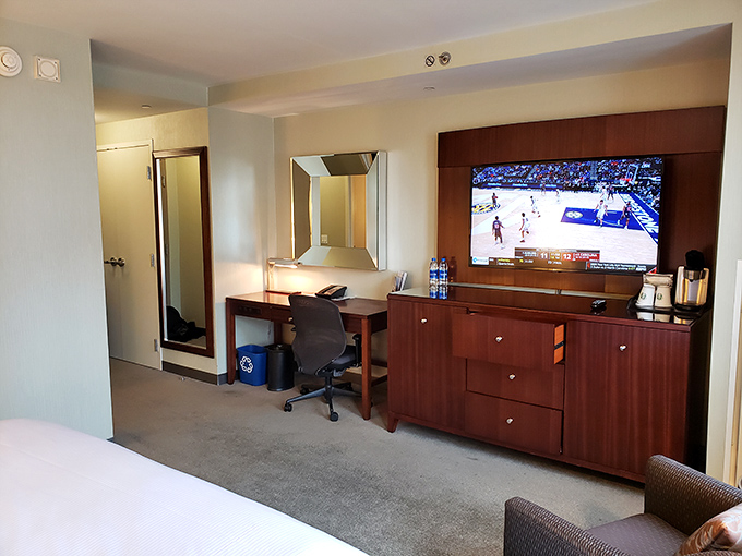 Work meets pleasure with in-room entertainment and desk space that might actually make you want to catch up on emails.