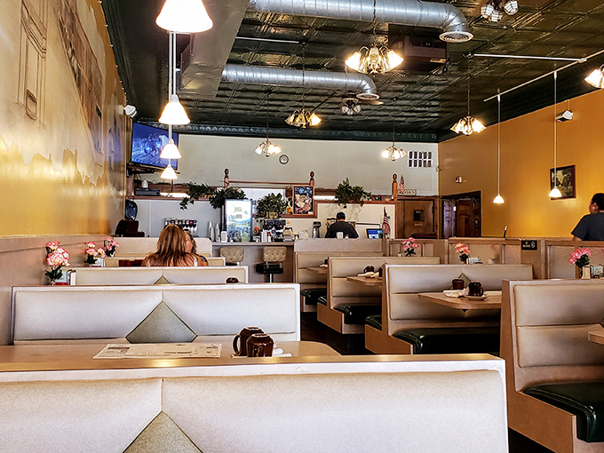 Blissfield Coney Island's bright, welcoming interior offers the perfect small-town dining experience with booths perfect for lingering over coffee.