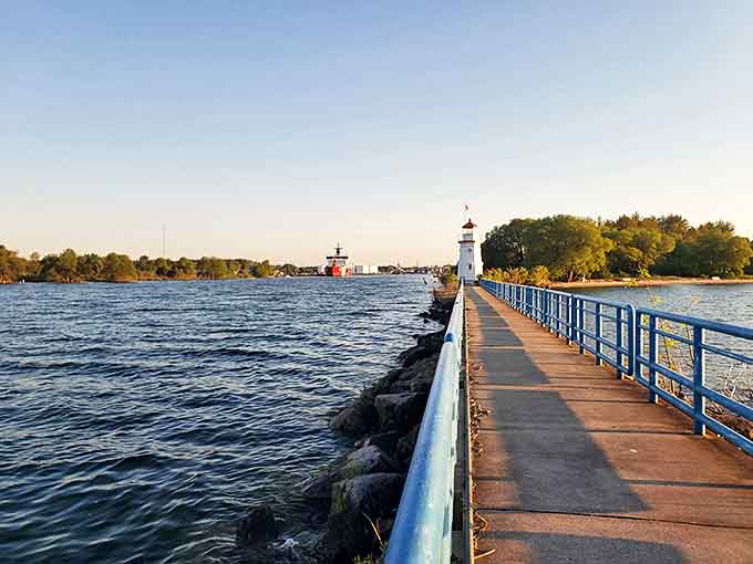 Cheboygan's lighthouse pier stretches into Lake Huron, creating a perfect pathway for dreamers and photographers alike.