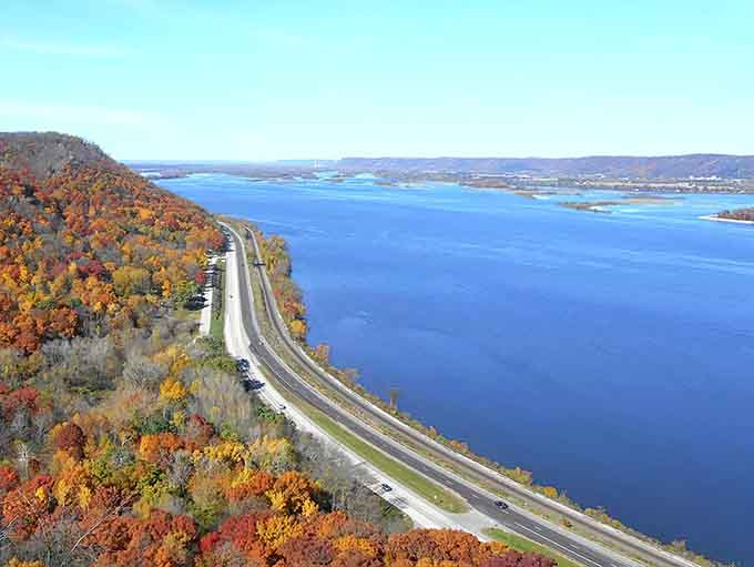 Scenic drives along Minnesota rivers showcase the state's diverse landscapes, from rolling hills to dramatic bluffs overlooking the water.