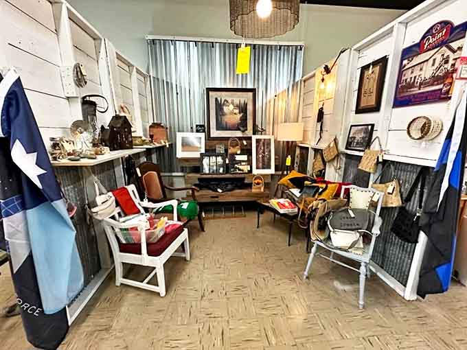 Vintage typewriters, mid-century furniture, and collectibles from various eras create an eclectic mix that appeals to all generations.