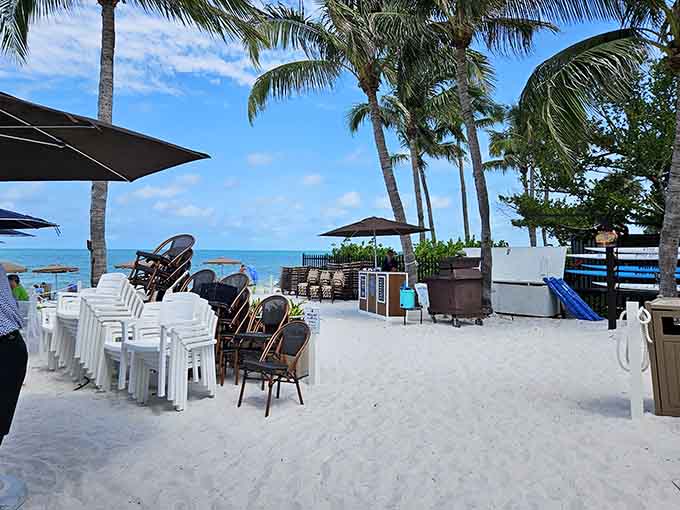 This is what happens when someone decides that fancy dining should include sand between your toes.