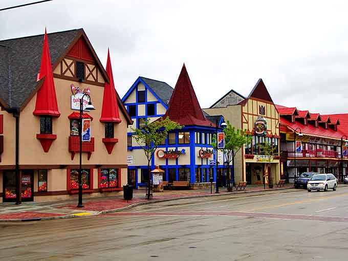 Wisconsin Dells' whimsical Bavarian architecture provides a colorful backdrop for your train adventure&mdash;like stumbling into a storybook village.