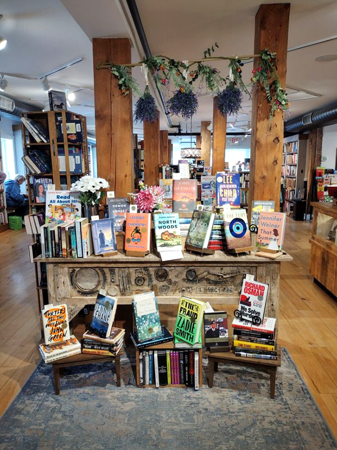 Thoughtfully curated displays showcase staff favorites and seasonal selections, tempting readers with new literary adventures at every turn.