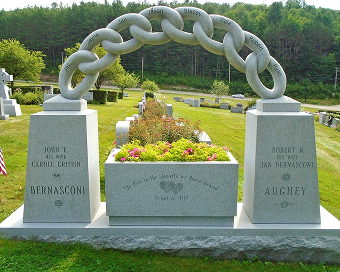 Family links that never break &ndash; this remarkable stone chain monument connects generations through names carved into each massive granite link.