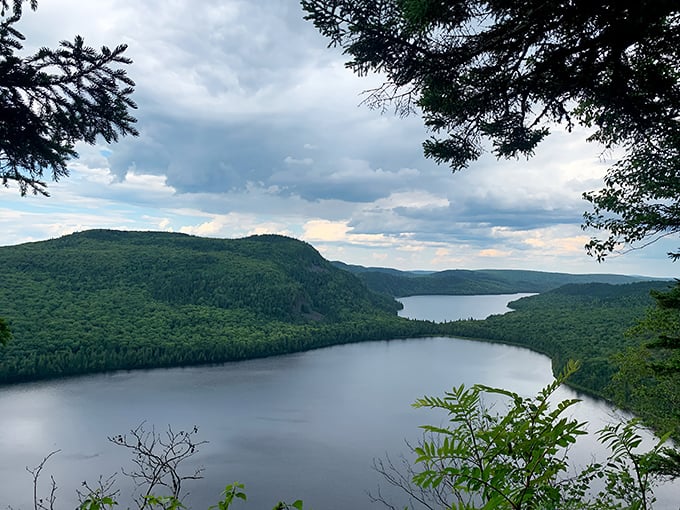 Twin lakes nestled in autumn's embrace – Mother Nature showing off her talent for painting landscapes.