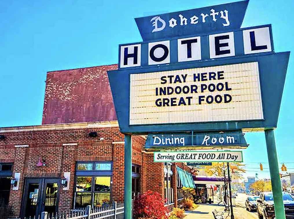 The vintage signage promises simple pleasures that never go out of style: a comfortable stay, good food, and that increasingly rare amenity&mdash;an indoor pool.