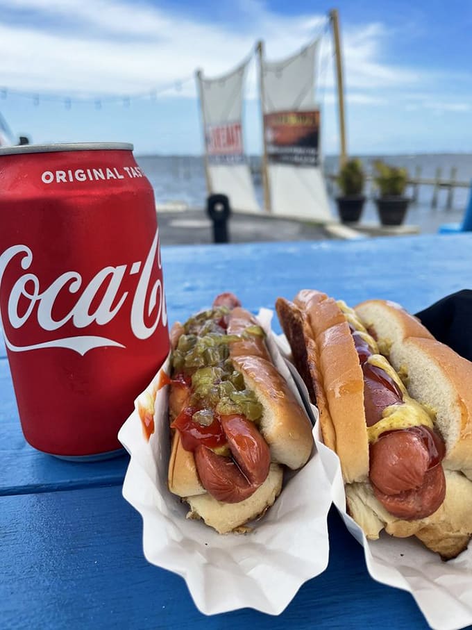Nothing says Florida lunch quite like hot dogs and a cold Coke with the Indian River sparkling in the background.