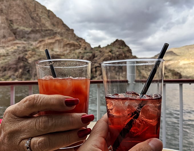 Sunset cocktails on the upper deck &ndash; the perfect prelude to stargazing as Canyon Lake's waters reflect the changing sky.