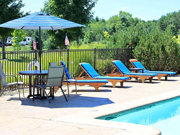 Indigo Bluffs RV Park combines comfort with nature, proving "roughing it" can include poolside lounging.