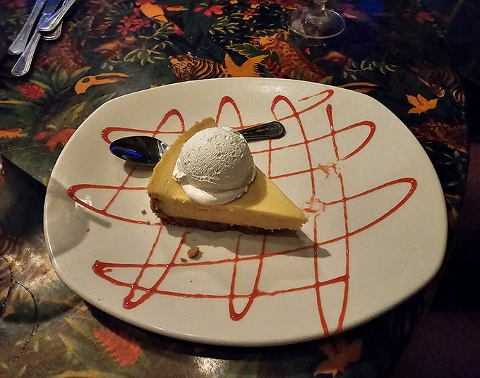 The Key Lime Pie offers a perfect tart-sweet balance, with decorative sauce swirls that transform dessert into an Instagram-worthy art piece.