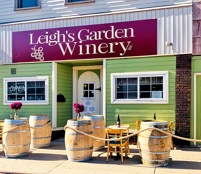 Leigh's Garden Winery brings unexpected vineyard vibes to downtown with its charming barrel tables and locally-produced wines worth savoring.