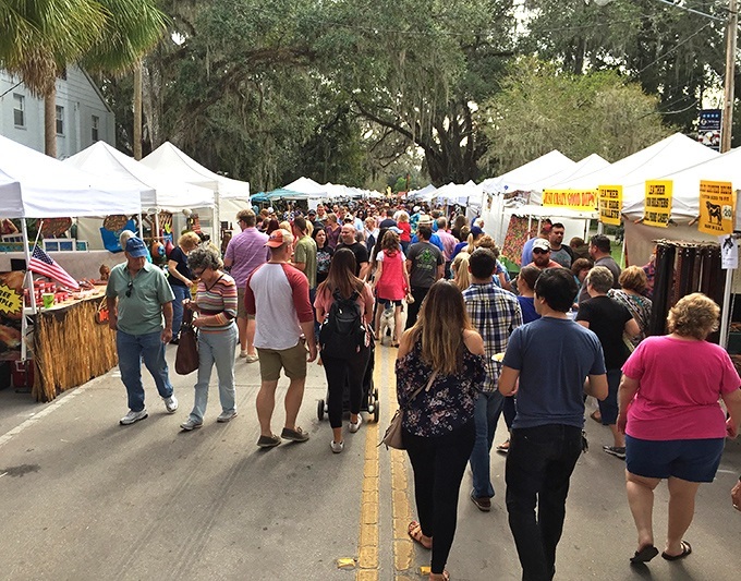 During the Fall Festival, Micanopy's streets transform into a wonderland of white tents, proving Floridians can throw a party without a beach.