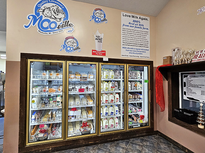 Farm-fresh milk lines the coolers, bottled just steps away from where it began &ndash; the ultimate farm-to-table (or rather, farm-to-glass) experience.