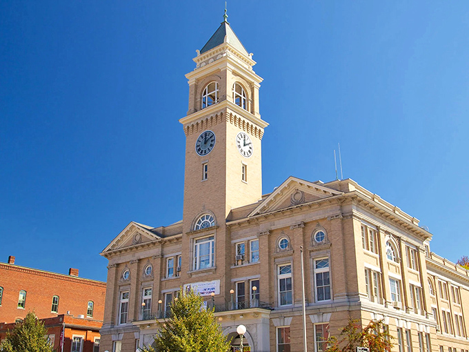 Montpelier City Hall's stately clock tower keeps time for Vermont's capital, a building that serves both government functions and community gatherings.
