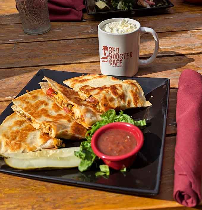 The Breakfast Quesadilla brings Southwestern flair to morning meals, griddled to crispy perfection and stuffed with satisfying fillings.