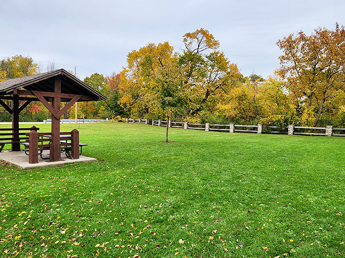 The perfect spot for a family picnic or a romantic lunch break, this rustic shelter offers respite before or after waterfall adventures.