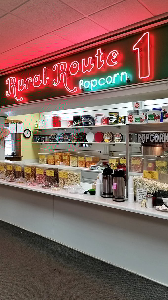 The interior whispers "Midwest magic" with its thoughtful displays and warm lighting &ndash; a popcorn playground for the discerning snacker.