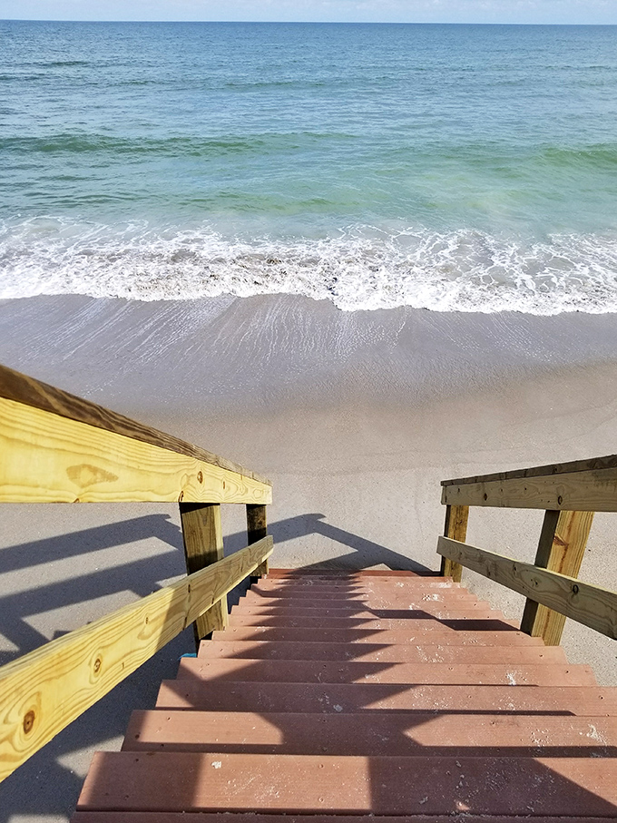 These wooden steps have witnessed countless first beach days, marriage proposals, and "just one more minute" pleas from kids not ready to leave.