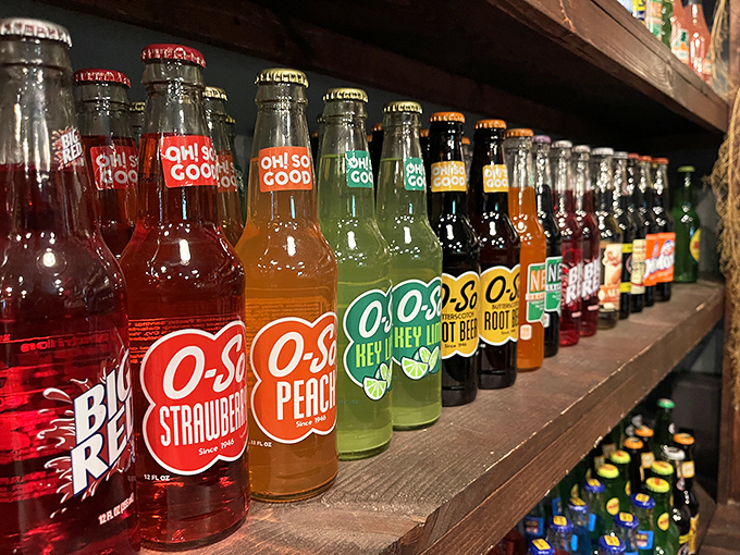 A rainbow of flavors in glass bottles – sodas made with real sugar that taste like childhood summers and special treats from grandparents.