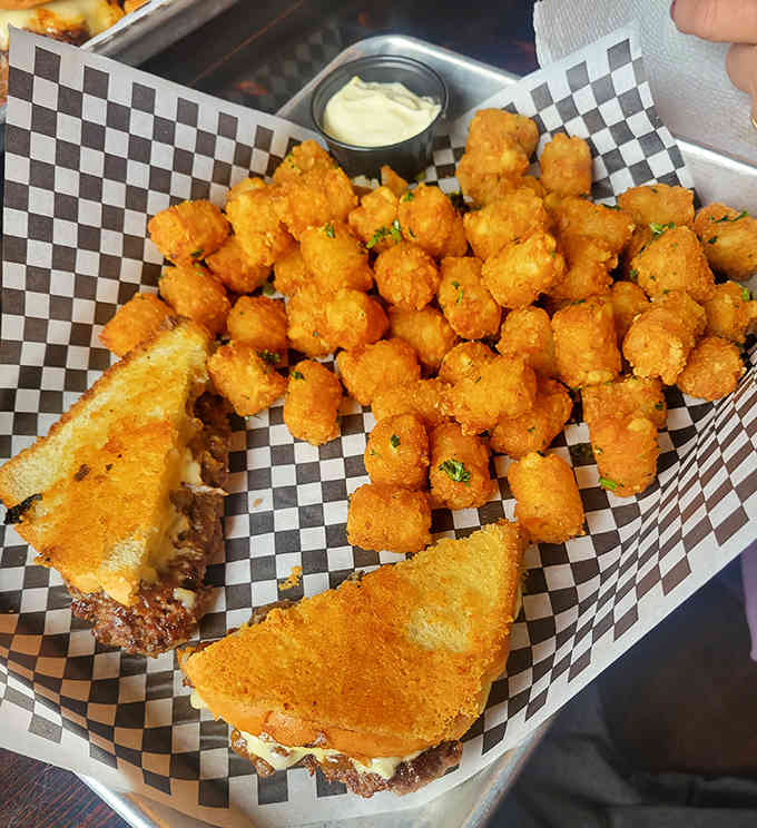 Loaded tater tots that make regular tots seem like they're not even trying, crowned with a melty, savory kingdom of toppings.