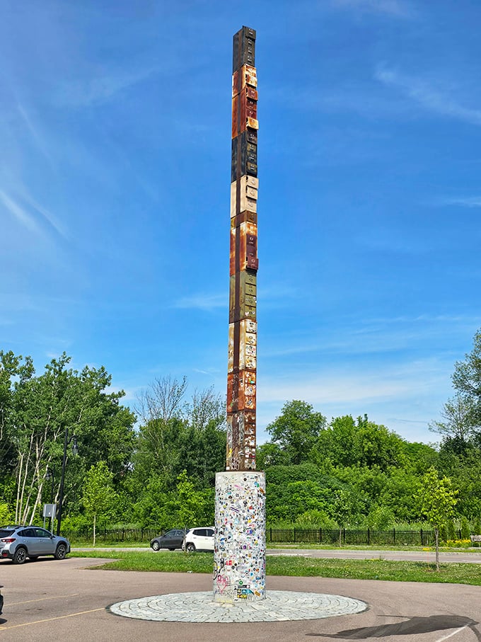 This towering art installation reaches skyward &ndash; Burlington's version of a totem pole celebrating community and creativity.