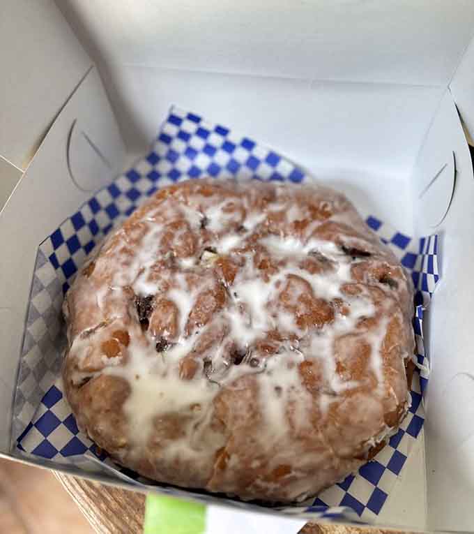 The apple fritter: proof that sometimes bigger really is better, especially when it involves cinnamon and glaze.