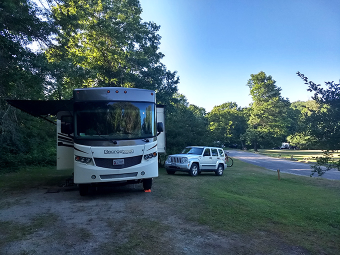 RV camping with a view &ndash; spacious sites offer the comforts of home while keeping you connected to Vermont's natural beauty.