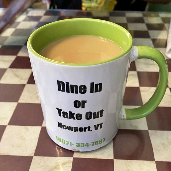That first sip of diner coffee &ndash; served in the restaurant's signature mug &ndash; kicks off a proper Vermont morning.