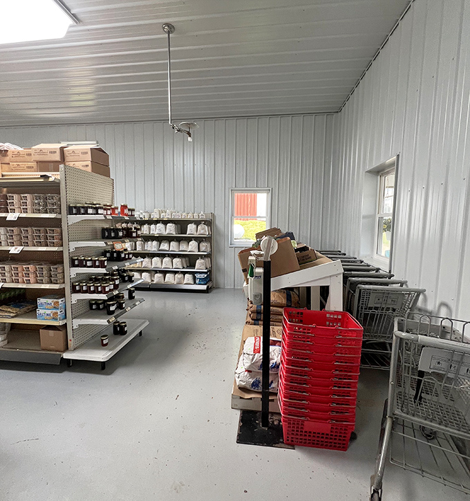 Simple, practical, and abundant – the interior layout reflects Amish values while offering a treasure trove of culinary delights.