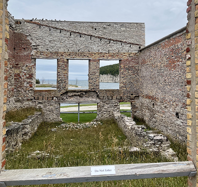 Nature slowly reclaims what man abandoned, framing Fayette's industrial ruins with a poetic reminder of time's passage.