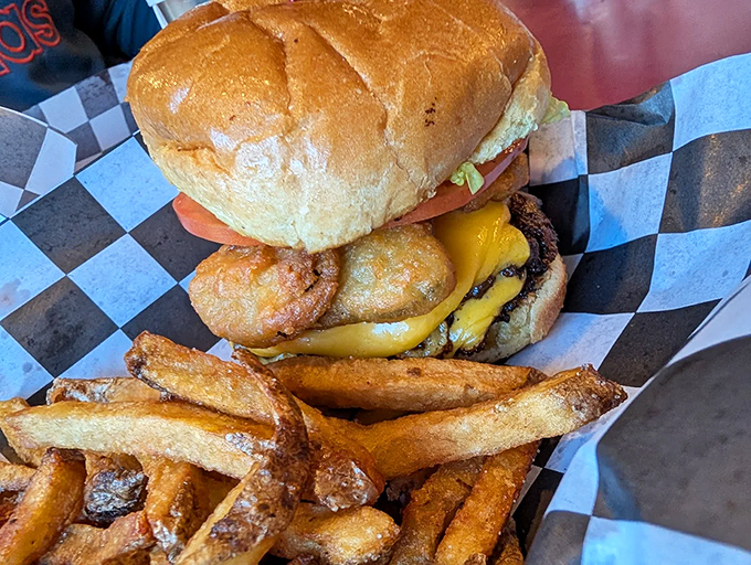 A juicy smash burger with crispy fries delivers exactly what your taste buds have been dreaming about.