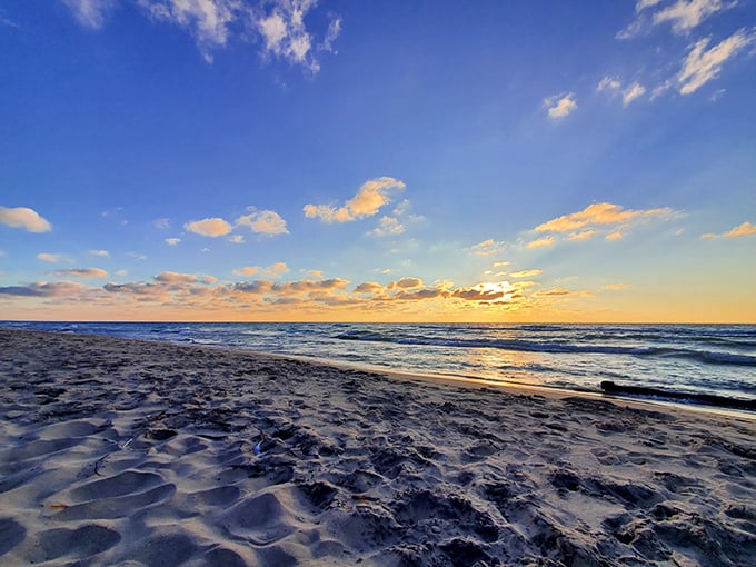 Day's end at Glass Beach paints the sky in colors that rival the treasures found below &ndash; nature's perfect goodbye.