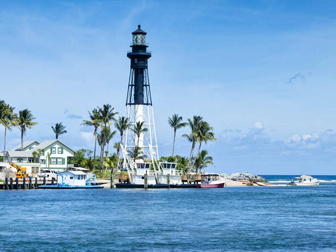Hillsboro Lighthouse's dramatic black and white stripes make it an unmistakable landmark. The boat ride to visit adds to the adventure.