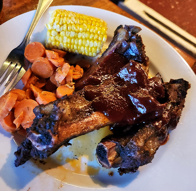 Rustler's Rooste's famous prime rib comes perfectly cooked alongside classic sides &ndash; a true taste of the American West.