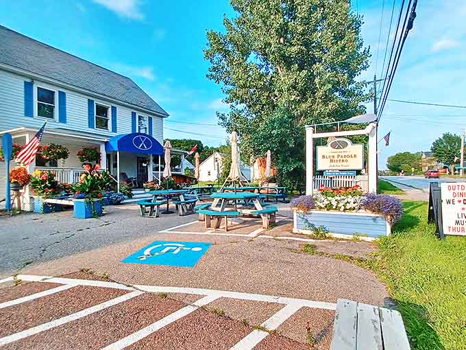 This cheerful blue building stands out like a beacon of good food in the beautiful Lake Champlain Islands landscape.