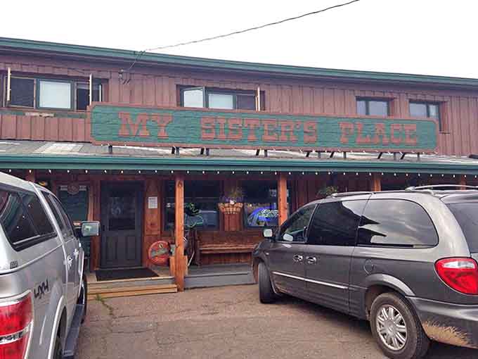 My Sister's Place welcomes hungry travelers with its rustic wooden exterior and classic North Shore charm.