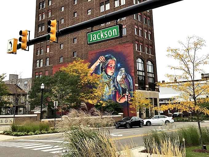 Jackson's impressive building murals transform ordinary walls into extraordinary canvases, bringing art to the streets for everyone to enjoy.