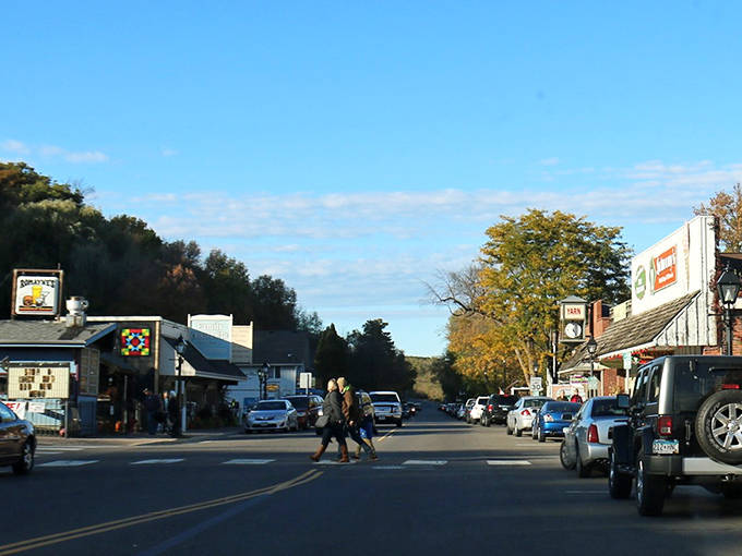 Taylors Falls offers dramatic scenery where the St. Croix River cuts through ancient rock formations, creating a unique landscape.