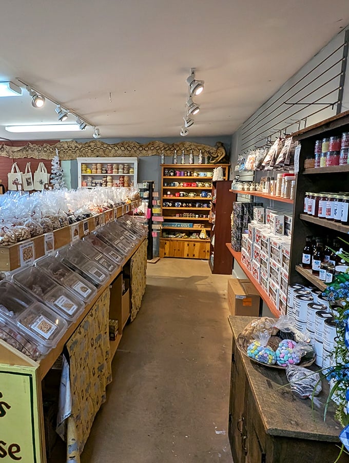 Vintage candy displays and historic packaging line the walls of this classic roadside attraction that's been delighting travelers since 1927.