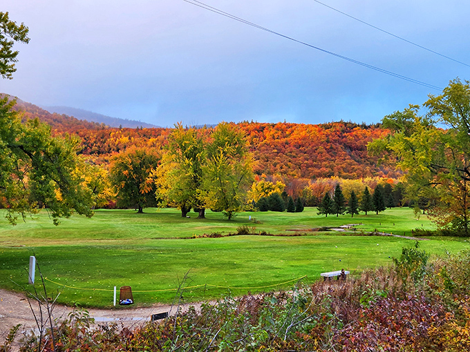 Fall foliage creates a spectacular backdrop for this Portland golf course, where autumn players enjoy Maine's most colorful season.