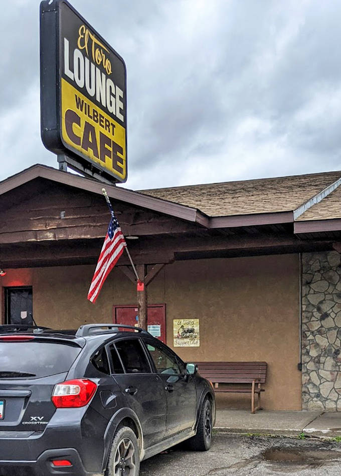 The American flag flies proudly outside Wilbert Cafe in Cotton. This roadside landmark serves hearty, Minnesota-sized portions that have fueled locals and travelers for decades.