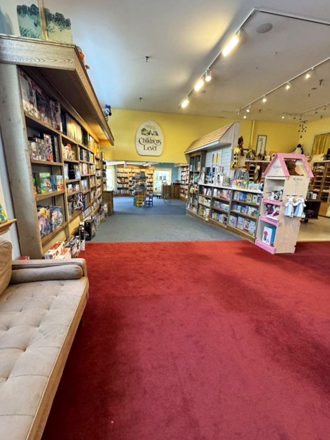 The children's section welcomes young readers with bright colors and cozy spaces, planting seeds for lifelong love affairs with books.